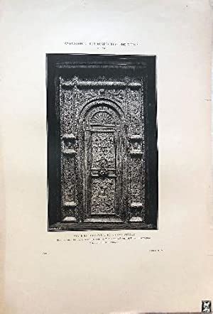 Antigua Lámina Old Plate PORTE EN BOIS SCULPTÉ DU XVIº SIÈCLE von