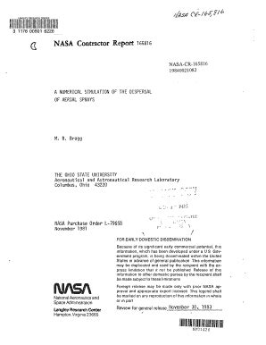 Fillable Online Ntrs Nasa A Numerical Simulation Of The Dispersal Of