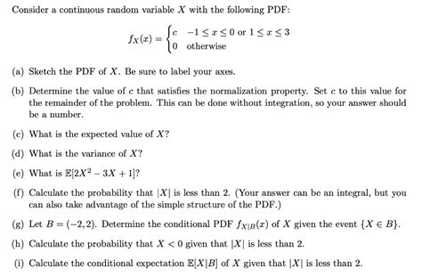 consider a continuous random variable x with the