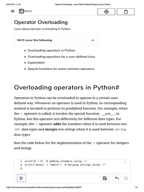 operator overloading learn object oriented programming in python pdf method computer