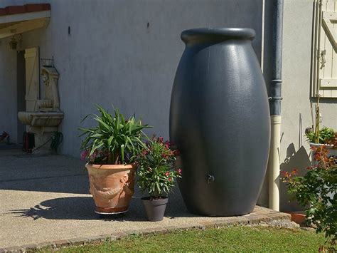 Récupérateur d eau de pluie Jarre Toscane 1000 L anthracite avec