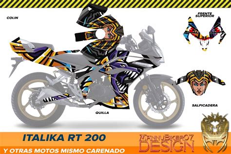 Rt 200 Italika Vinil Adherible Impreso Wrap Calcas Stickers