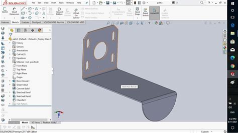 Solidworks Sheet Metal Tutorial Sketched Bend Part Youtube