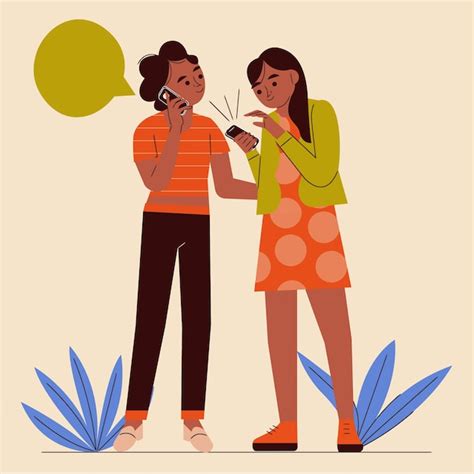 Dibujado A Mano Personas Hablando Por Tel Fono Ilustraci N Vector Gratis