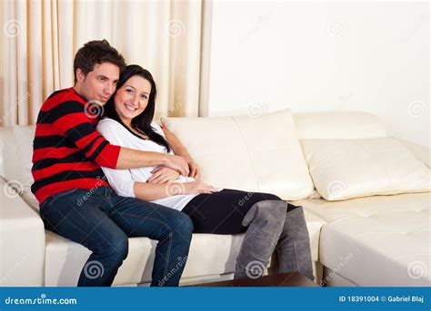 Young Couple In Love On Sofa Home Stock Images Image 18391004