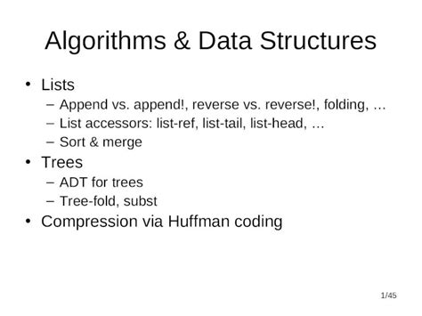 ppt 1 45 algorithms and data structures lists append vs append reverse vs reverse folding