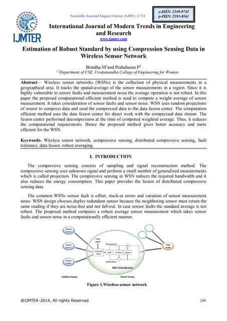 estimation of robust standard by using compression sensing data in wireless sensor network pdf