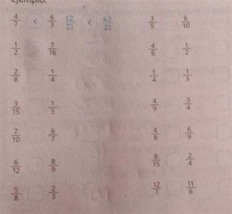 2 Encuentra Las Fracciones Equivalentes Y Escribe Los Signos