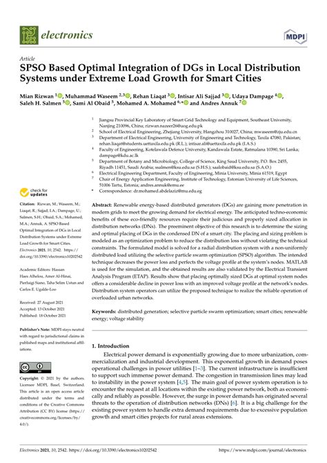 pdf spso based optimal integration of dgs in local distribution systems under extreme load