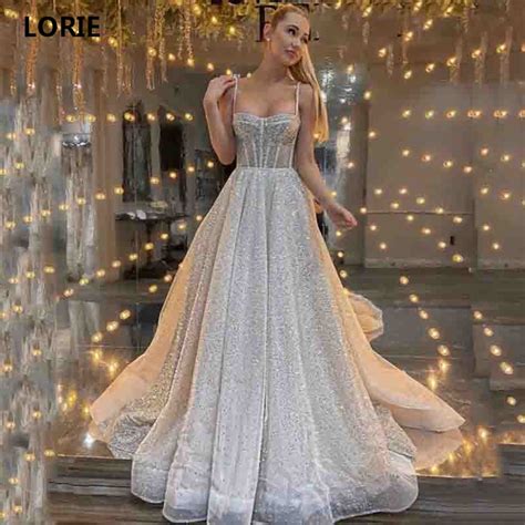 LORIE Shiny Sweetheart Princess Wedding Dresses Glitter Tulle Sexy