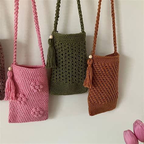 Haakpatroon tas gehaakt telefoontasje telefoon tasje TRIO Etsy België