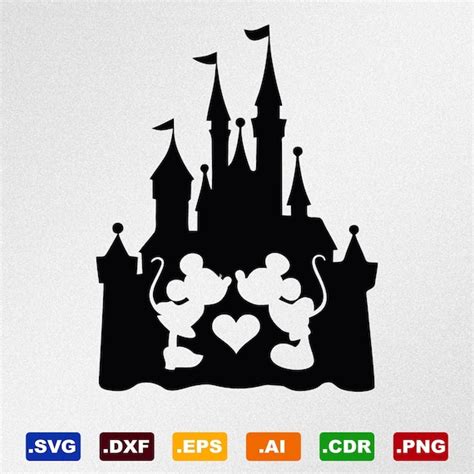 Disney Castle Mickey And Minnie Kissing Svg Dxf Eps Ai Etsy