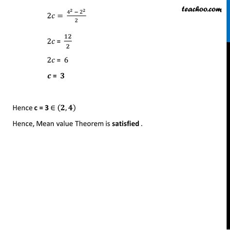 verify mean value theorem for f x x 2 in interval [2 4] teachoo