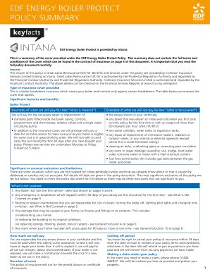 Fillable Online Edf Energy Boiler Protect Policy Summary Fax Email