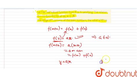 let f be real valued function from n to n satisfying the relation f m n youtube