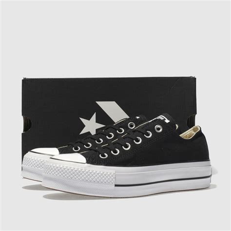 Womens Black White Converse All Star Lift Ox Trainers Schuh