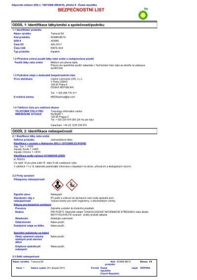 Bezpe Nostn List Bp Pds Msds Search