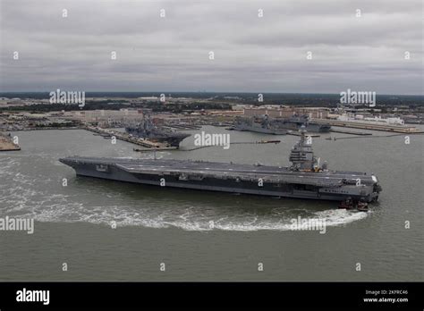 USS Gerald R Ford CVN 78 Departs Naval Station Norfolk On Its First