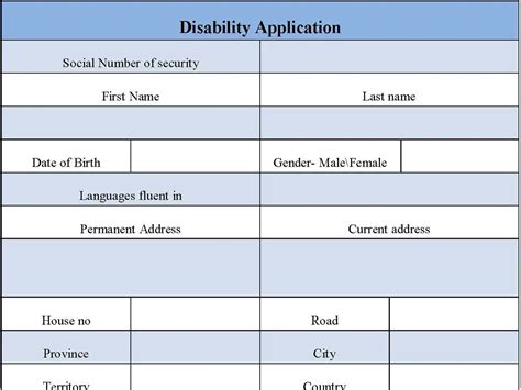 Disability Application Form Editable PDF Forms