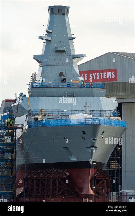 View Of HMS Glasgow Type 26 Anti Submarine Warship Being Built At BAE