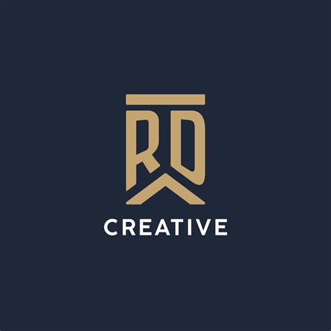 RD Initial Monogram Logo Design In A Rectangular Style With Curved
