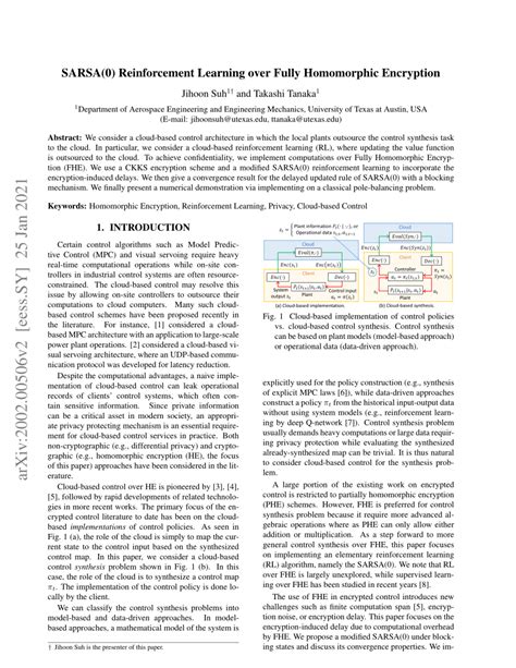 pdf sarsa 0 reinforcement learning over fully homomorphic encryption