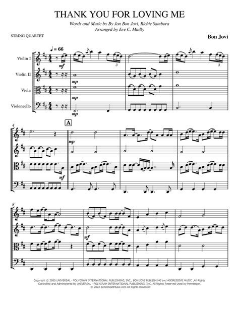 Thank You For Loving Me Arr Eve C Mailly Zene Strings Sheet Music