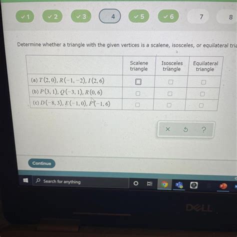 determine whether a triangle with the given vertices is a scalene isosceles or equilateral