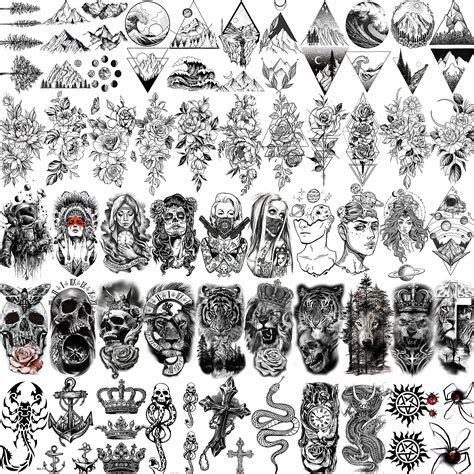 Buy 52 Sheets Black Skull Temporary Tattoos For Men Women Arm Neck
