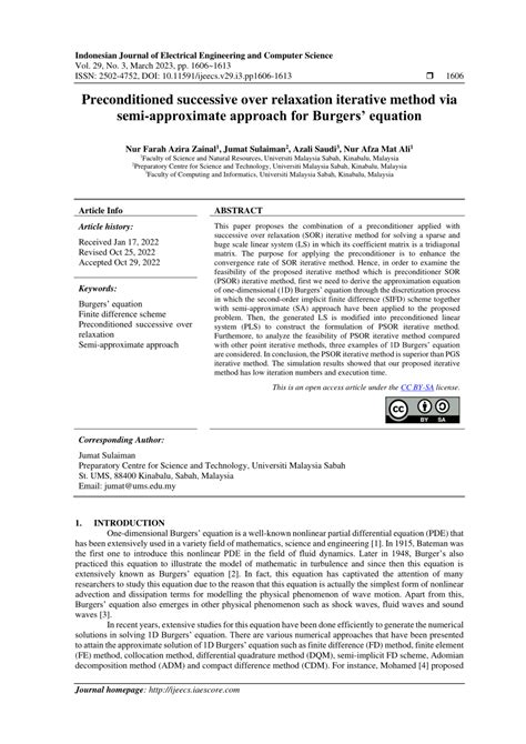 pdf preconditioned successive over relaxation iterative method via semi approximate approach