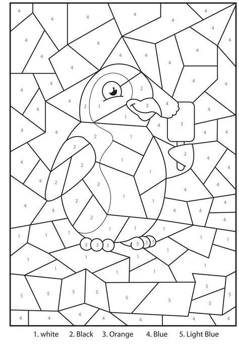 Pingüino Por Números para colorear imprimir e dibujar ColoringOnly