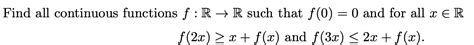 solved find all continuous functions f r → r such that f 0