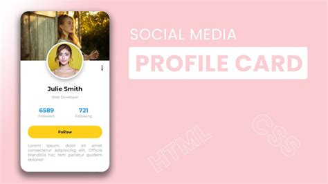 How To Make Profile Card Using Html And Css Tutorial For Beginners