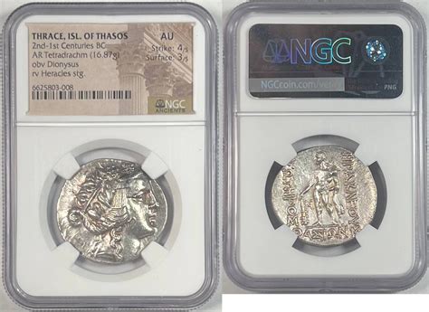 2nd 1st Centuries BC AR TETRADRACHM BC THRACE ISL OF THASOS 2nd 1st