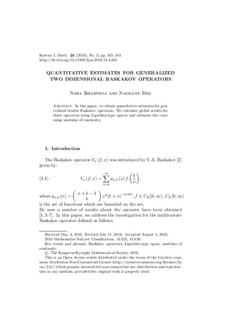 pdf quantitative estimates for generalized two dimensional baskakov operators naokant deo