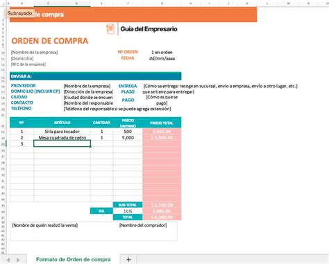 Formatos Orden De Compra Plantillas Excel Word PDF 2024
