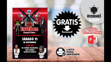 Skibidi Toilet Invitacion Cumplea Os Gratis Youtube