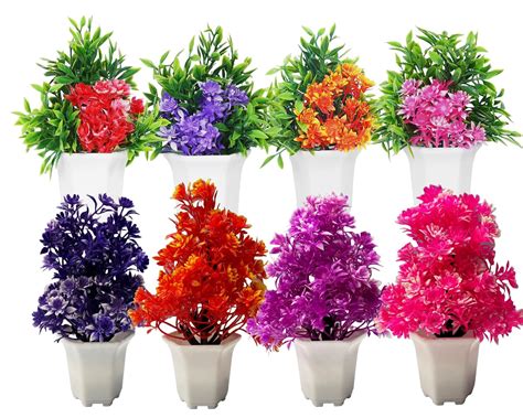 Buy Dekorly Multicolor Wild Artificial Flower Plants Hexa Pot Faux