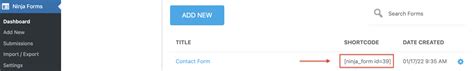 How To Add Ninja Forms To WordPress Shortcode Method Ninja Forms