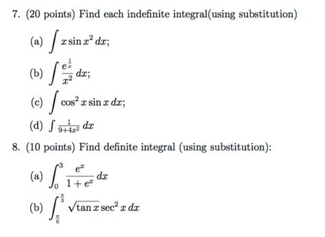 solved find each indefinite integral using substitution