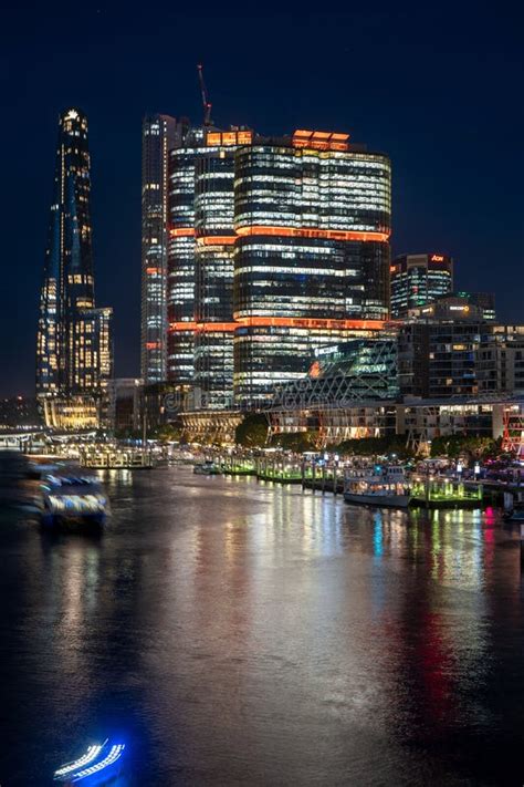 The Sydney Skyline At Night Editorial Image Image Of Skyline
