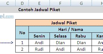 Cara Membuat Jadwal Piket Untuk Karyawan Dengan Rumus Dalam Excel ADH