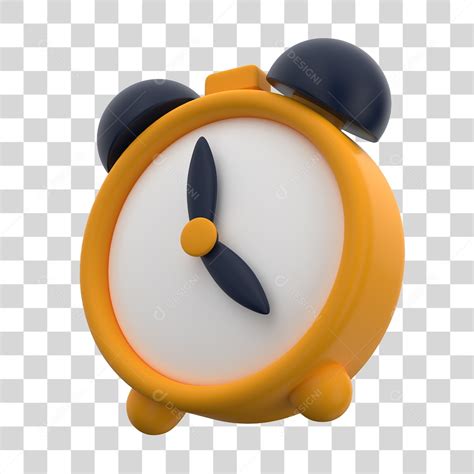 Relógio Despertador Elemento 3D Amarelo Para Composição PNG