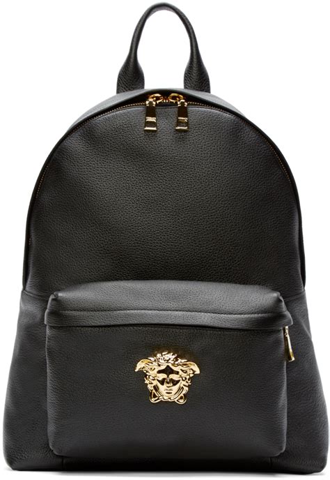 Versace Black Leather Medusa Backpack SSENSE