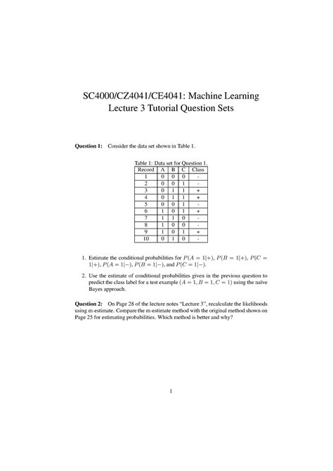 sc4000 l3 tut questions sc4000 cz4041 ce4041 machine learning lecture 3 tutorial question