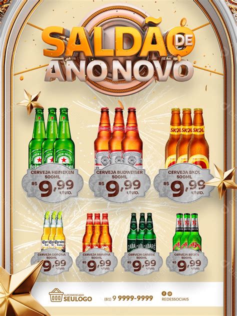 Encarte de Supermercado Saldão de Ano Novo Social Media PSD Editável