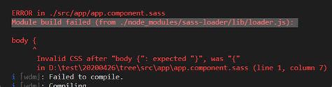 module build failed from node modules sass loader lib loader js module build failed sass