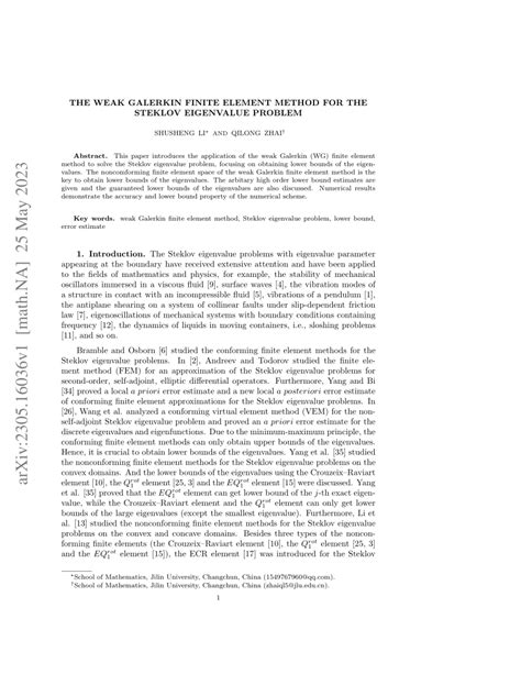 pdf the weak galerkin finite element method for the steklov eigenvalue problem