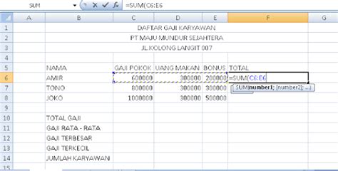 Fungsi Sumif Dalam Menghitung Total Gaji Dalam Excel Millionairepasa