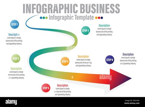 Curve Road Map Infographic Template And Business Icon With Six Steps